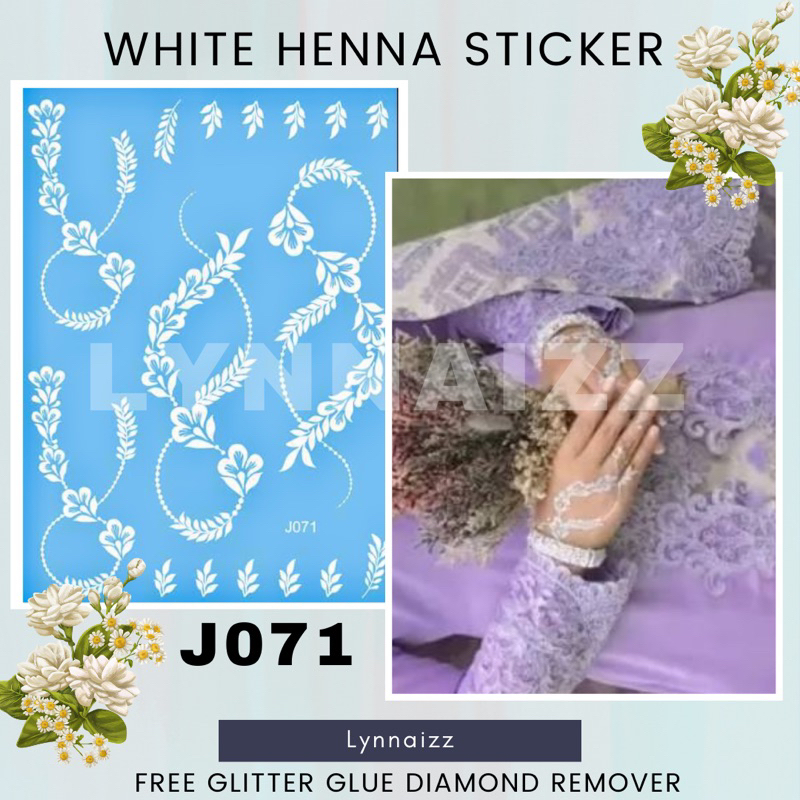 Inai Putih Sticker / White Henna Sticker / White Henna Tatoo / Red ...