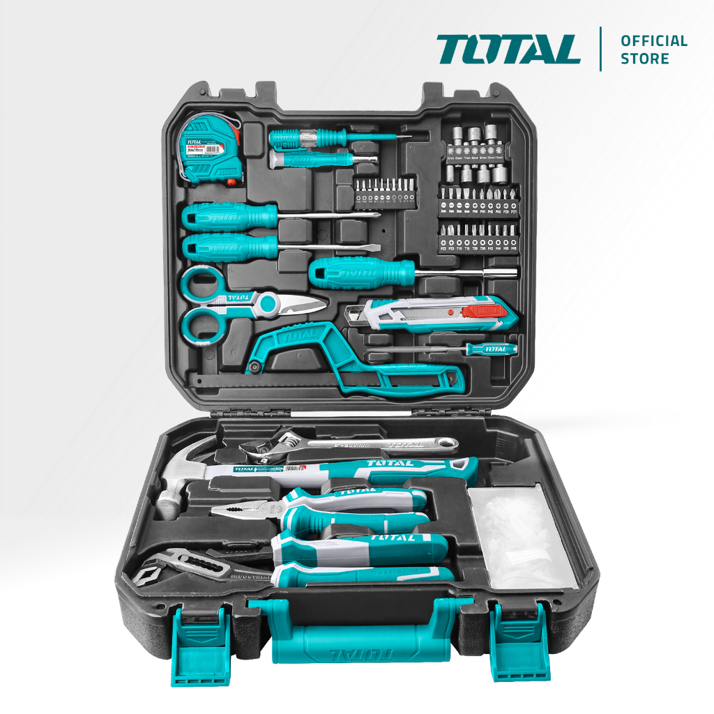 TOTAL Tools Set With Pliers, Screwdriver, Power Sleeve, Hacksaw, Hammer ...