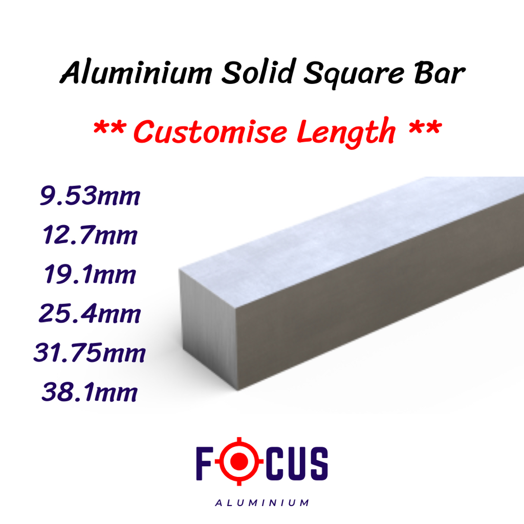 🇲🇾Aluminium Solid Square Bar 9.53mm 12.7mm 1/2" inch 19.1mm 3/4" 25.4mm ...