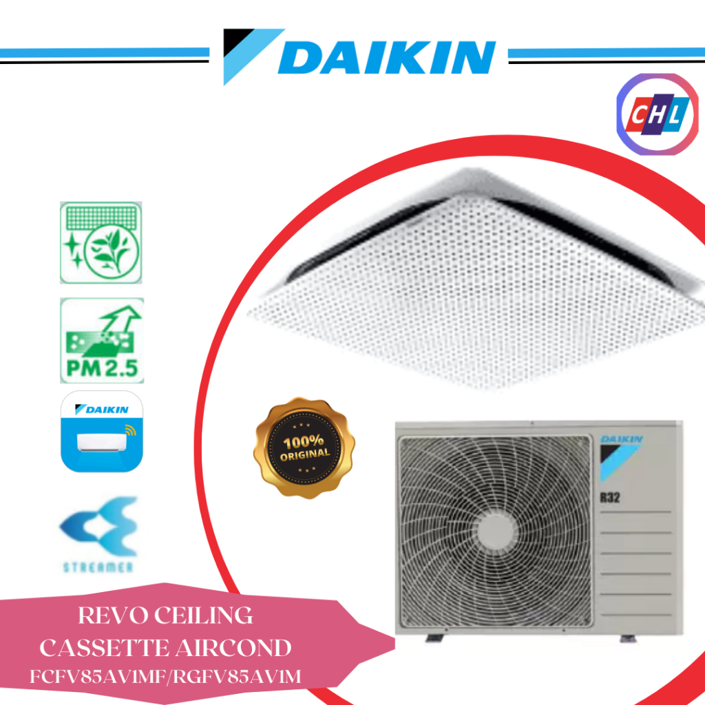DAIKIN (Send by Lorry) 3.0HP REVO CEILING CASSETTE AIRCOND (SMART WIFI ...