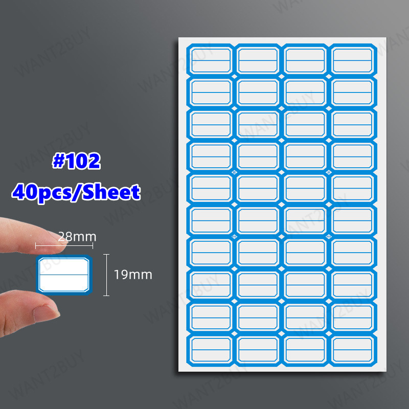 1 Sheet Waterproof Empty Label Price Noted Sticker Blue Red Colour ...