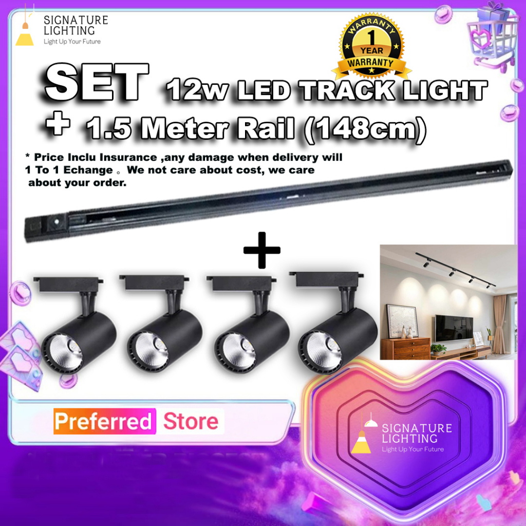 Track light [ Set ] Led With 1.5 (150cm)Meter Rail Track + 4 Led Track ...
