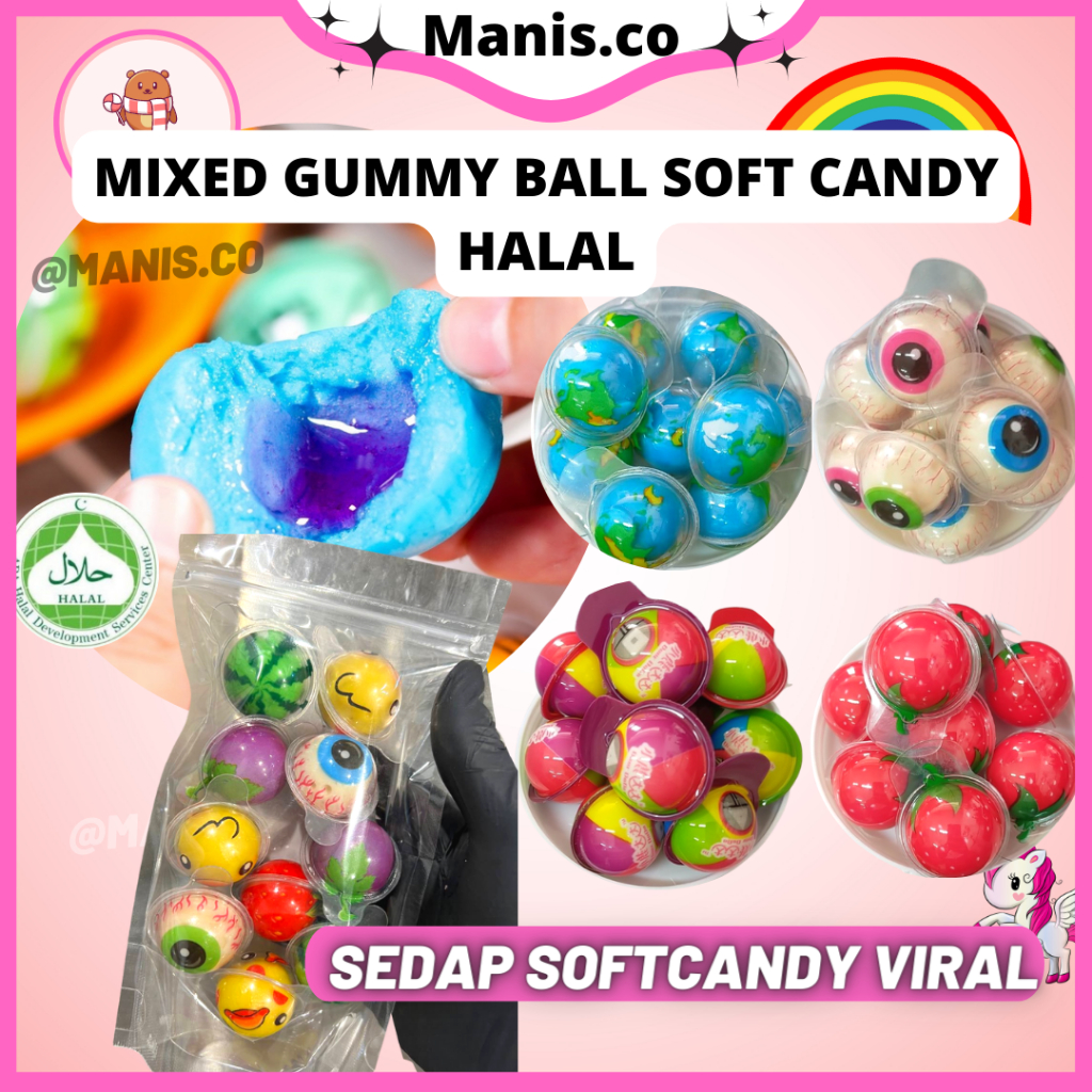 10 PCS Halal Mix Planet Gummy Jelly Ball Soft Candy Sour Gula Gula Viral Earth Strawberry ...