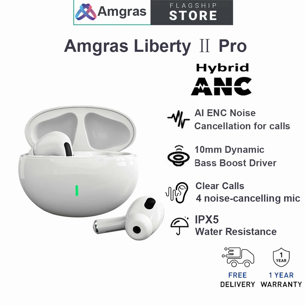 Amgras Liberty Ⅱ Pro TWS Wireless Headphone Bluetooth Earphone 5.2 True ...