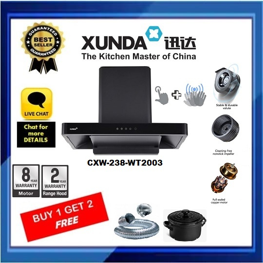 Xunda CXW-238-WT2003 Range Hood Wall Mounted Hood Elegant Black Hood Sense Control Hood | Shopee ...