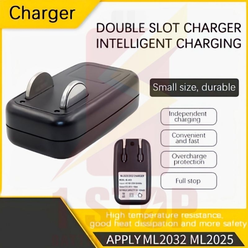 2 Slot Charger For ML2032 ML2025 LIR2032 LIR2025 VL2032 VL2025 ...