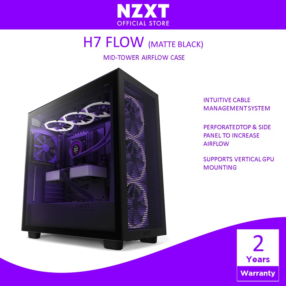 NZXT H7 & H7 Flow RGB & H7 Elite ATX Mid-Tower Desktop PC Casing Case ...