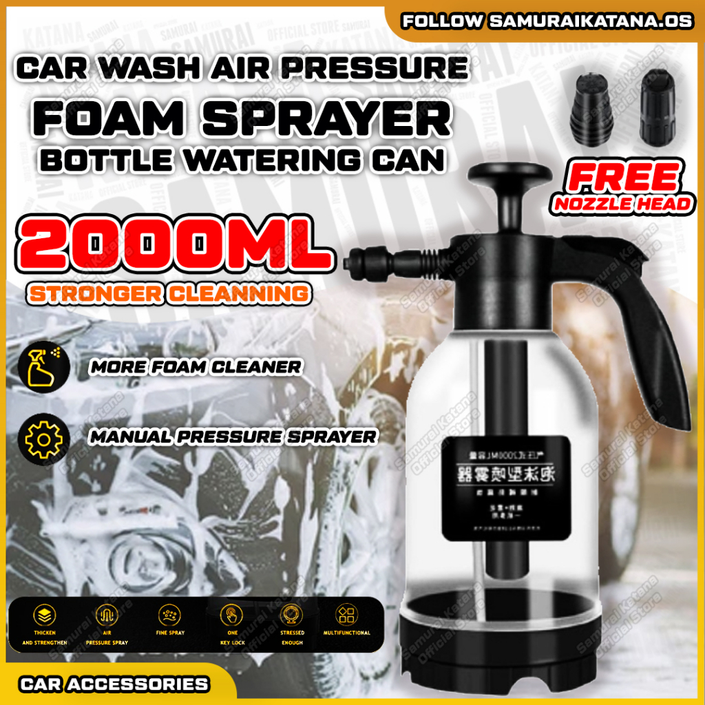 💦 2000ML Car Wash Spray Bottle Spray Gun Manual Air Pressure Water Jet ...