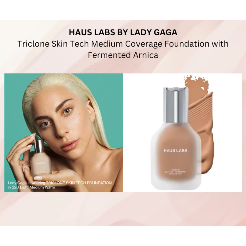 HAUS LABS BY LADY GAGA Triclone Skin Tech Medium Coverage Foundation with Fermented Arnica ...