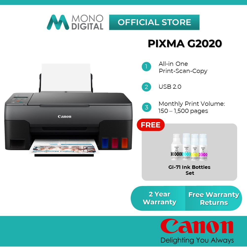 Canon Pixma G2020 Low Cost Cartridges All In One Printer (Print/Scan ...