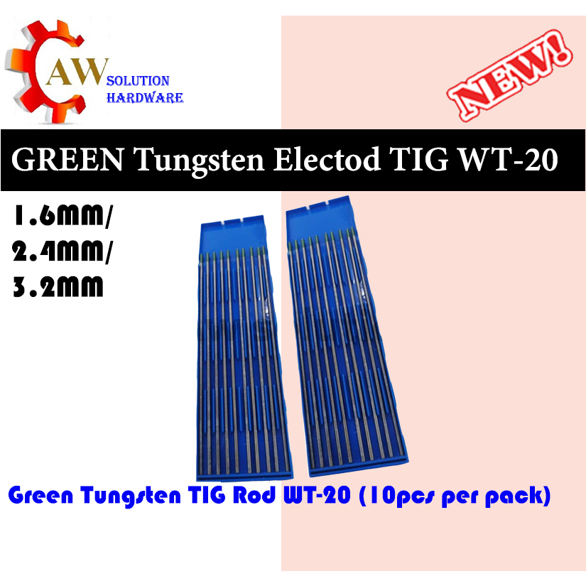 Green Tungsten Electrod TIG Rod WT-20 (10 pcs per pack ) 1.6mm/ 2.4mm ...