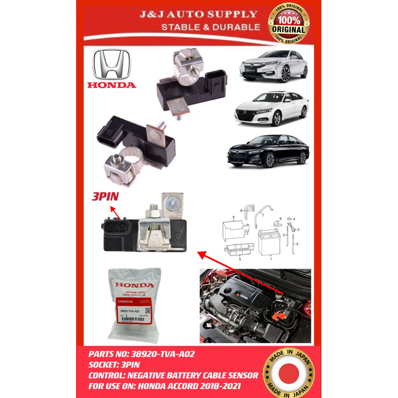 38920-TVA-A02 ORIGINAL NEGATIVE BATTERY CABLE SENSOR FOR USE ON: HONDA ...