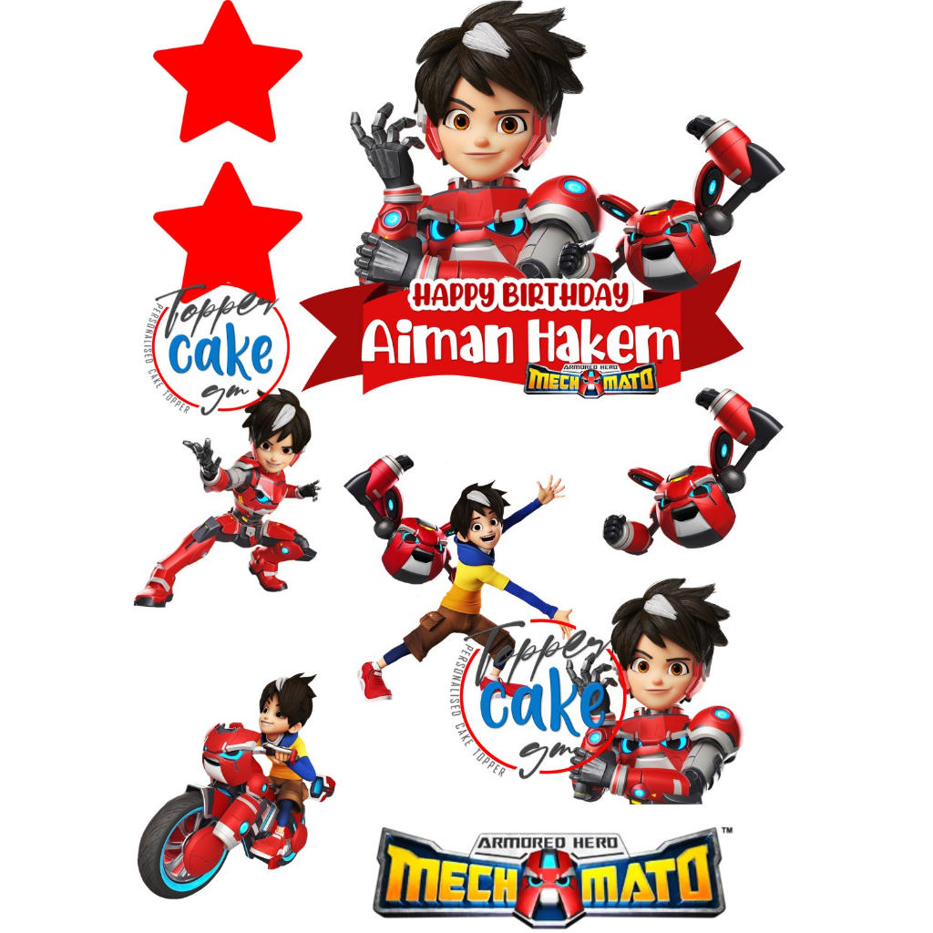 Happy Birthday Topper Cake MECHAMATO (CUSTOM NAME) | Shopee Malaysia