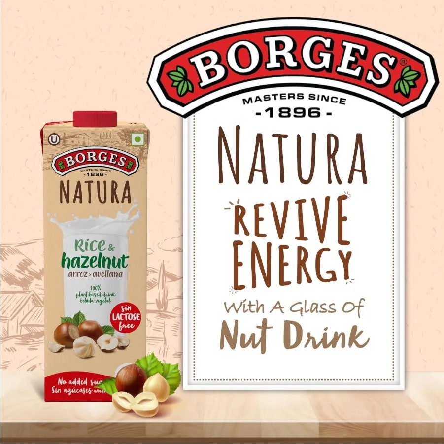 Borges Rice and Hazelnut 100% Plant Based Non Diary Milk, Lactose ...