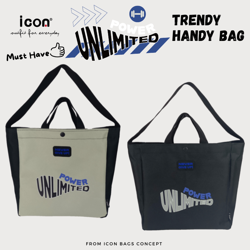 Icon Handy Tote Bag Lightweight Metal Snap Button Closure & Inner ...