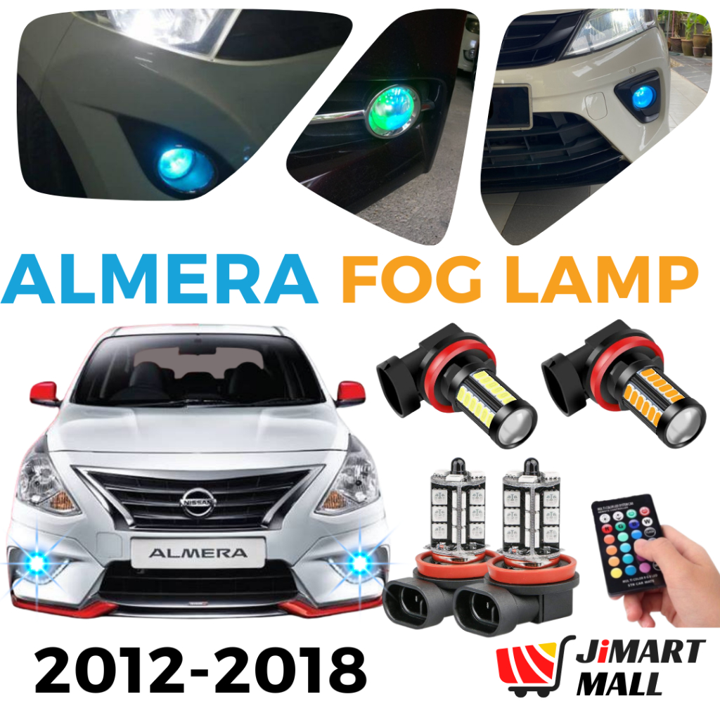 NISSAN ALMERA FOG LAMP LED BULB RGB Remote Color Lampu Spotlight Sport ...