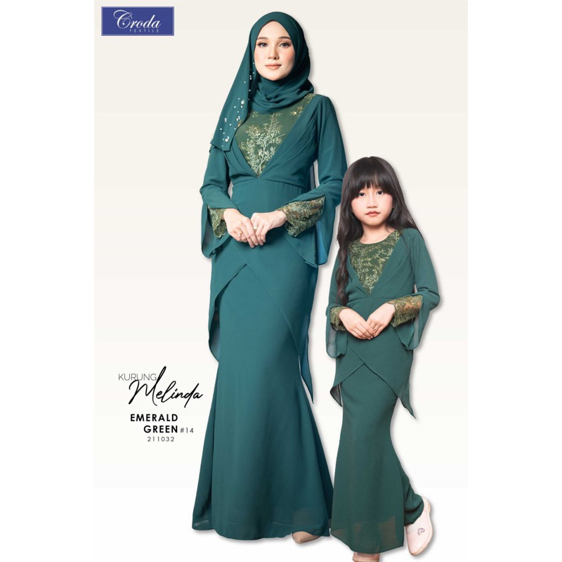 🆕[CRODA] MELINDA KURUNG baju raya chiffon lace sedondon ibu anak ...