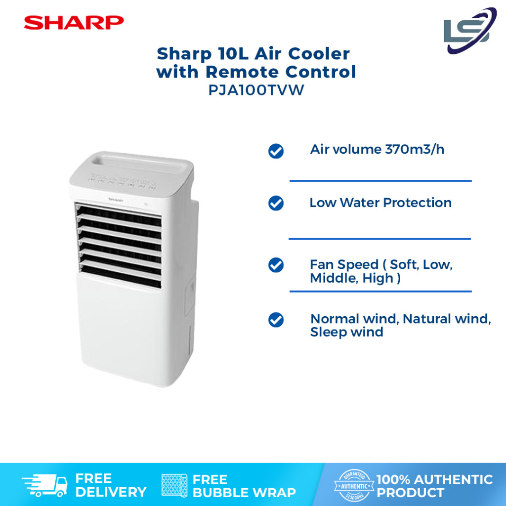 Sharp 10L Air Cooler PJA100TVW | Air Volume 370m3/h | Low Water ...