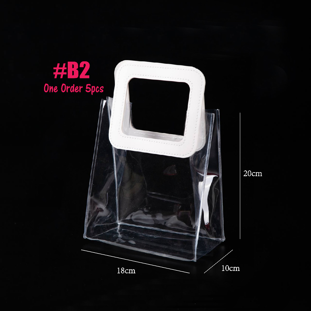 5Pcs Premium Gift Frosted PP Tote Bag Transparent Hand Bag Doorgift Bag ...