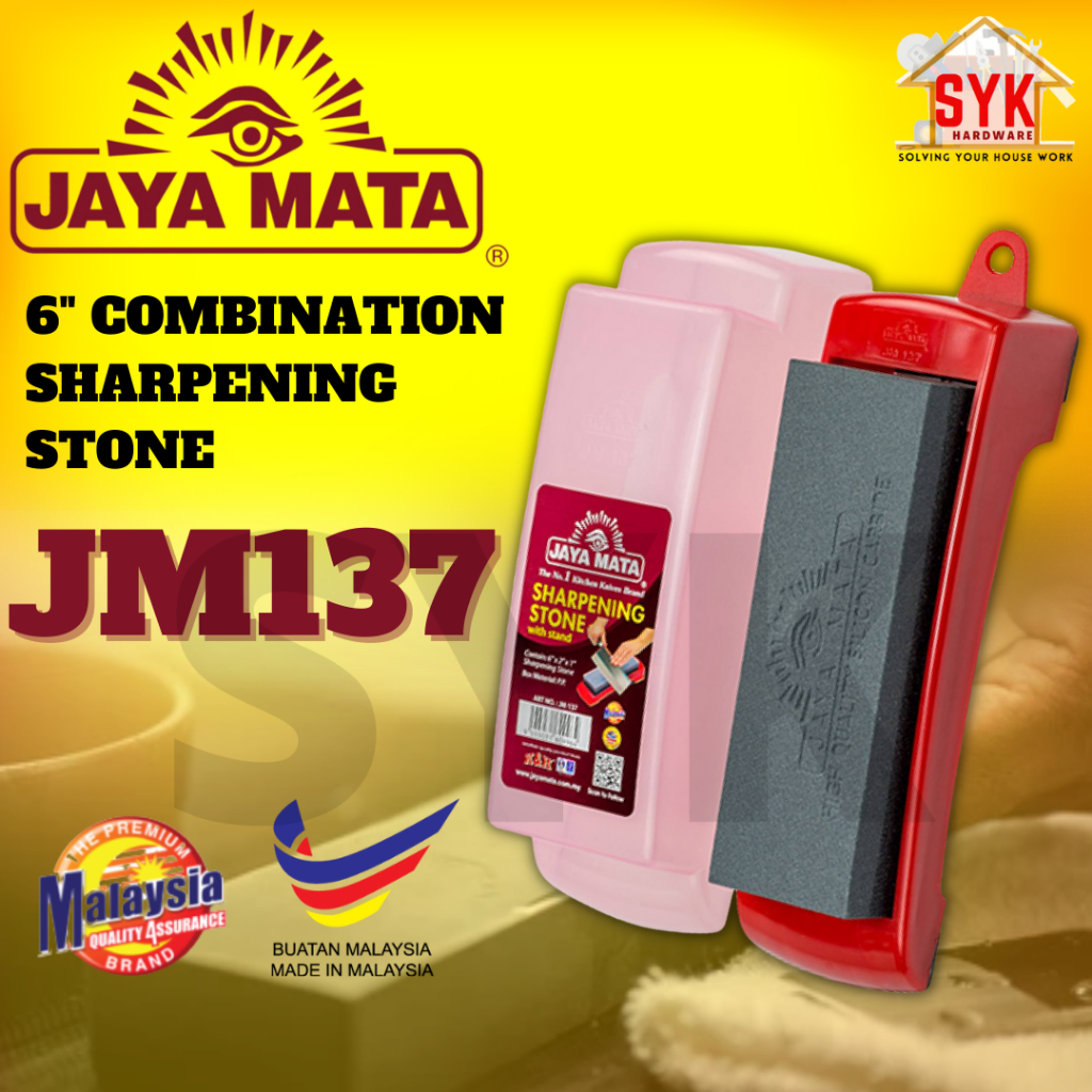 SYK Jaya Mata JM137 6 Inch Combination Sharpening Stone Knife Sharpener Natural Whetstone Batu ...