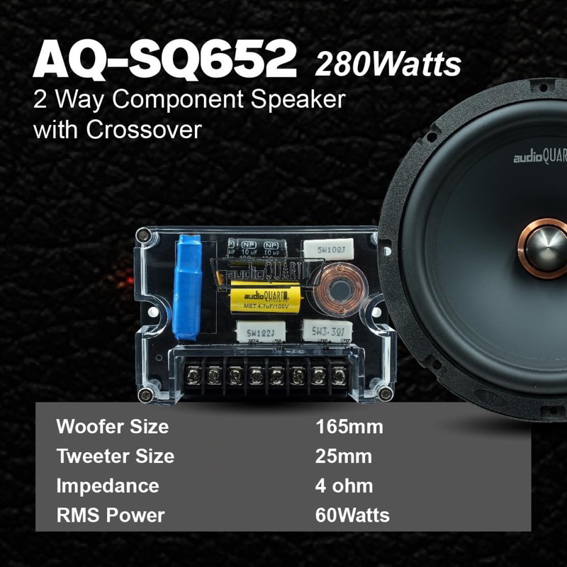 AQ Audio Quart Car SQ Series 6.5"Inch 2-Way Component Speaker (AQ-SQ652 ...