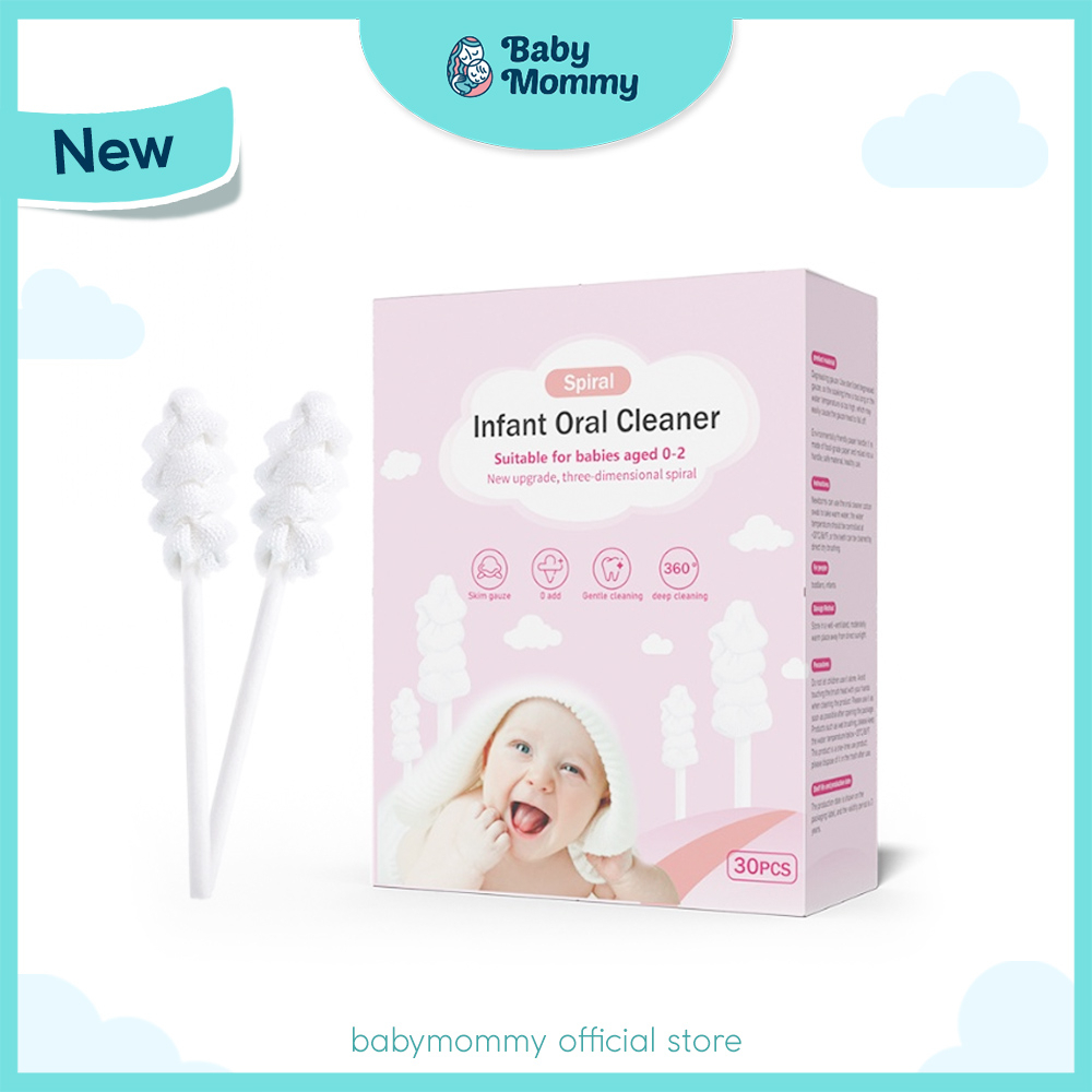 🇲🇾 ReadyStock 30 Pcs Upgraded Baby Cotton Swab Mouth Tongue Cleaner ...