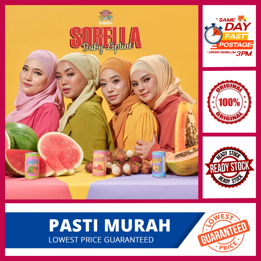 SoBella Baby Liptint / So Bella Lip Tint Watermelon Rambutan Papaya ...