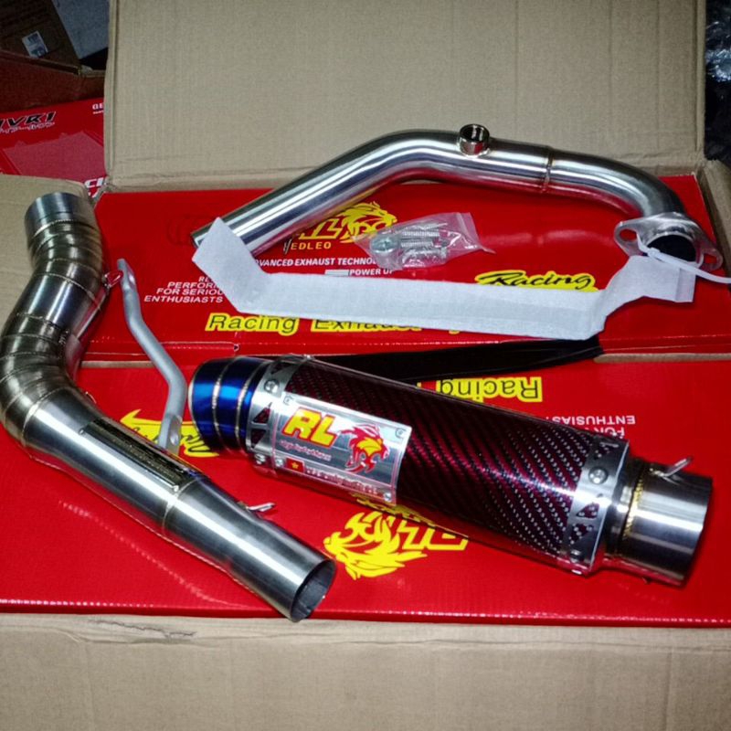Red Leo racing exhaust (CARBON/BLACK)/MUFFLER ONLY, Y15ZR/PNP LC135 ...
