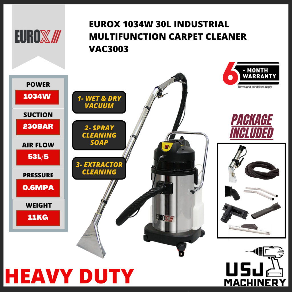 EUROX 30Litre Industrial Multifunction Carpet Cleaner VAC3003 | 6 ...