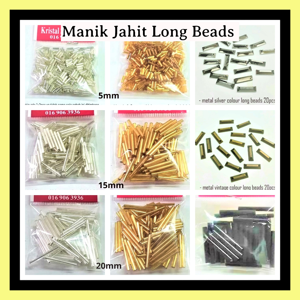 10gm/Manik Panjang Acrylic, Long Beads (saiz 5mm, 15mm, 20mm & 30mm ...