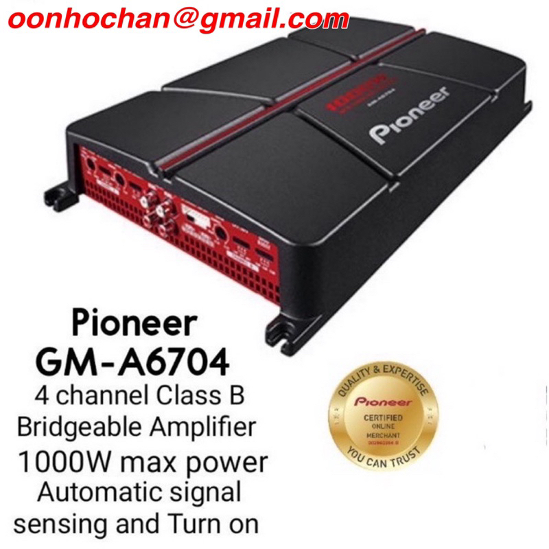 PIONEER GM-A6704 4-CHANNEL BRIDGEABLE AMPLIFIER WITH BASS BOOST 1000 WATTS MAX POWER | Shopee ...