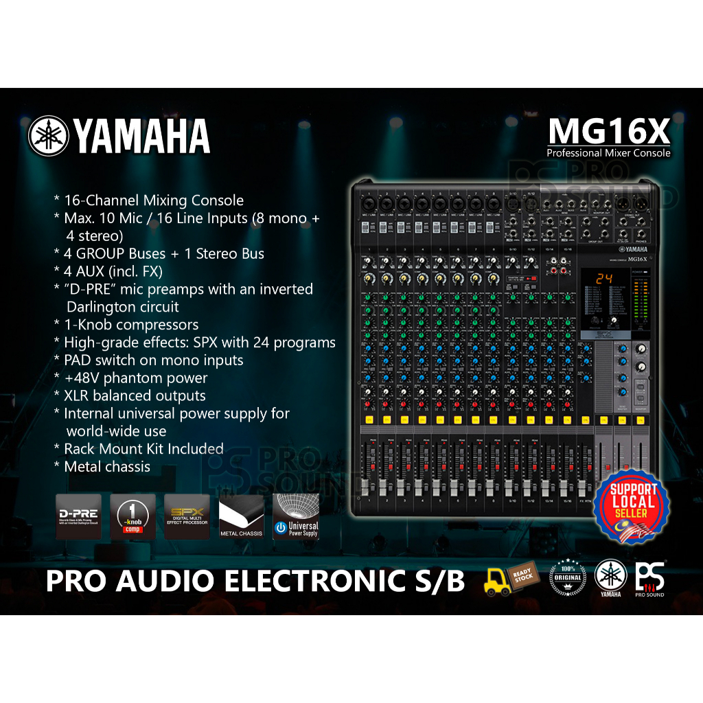 (100% Original Yamaha Malaysia) Yamaha MG16X 16 Channel Analog Mixer ...