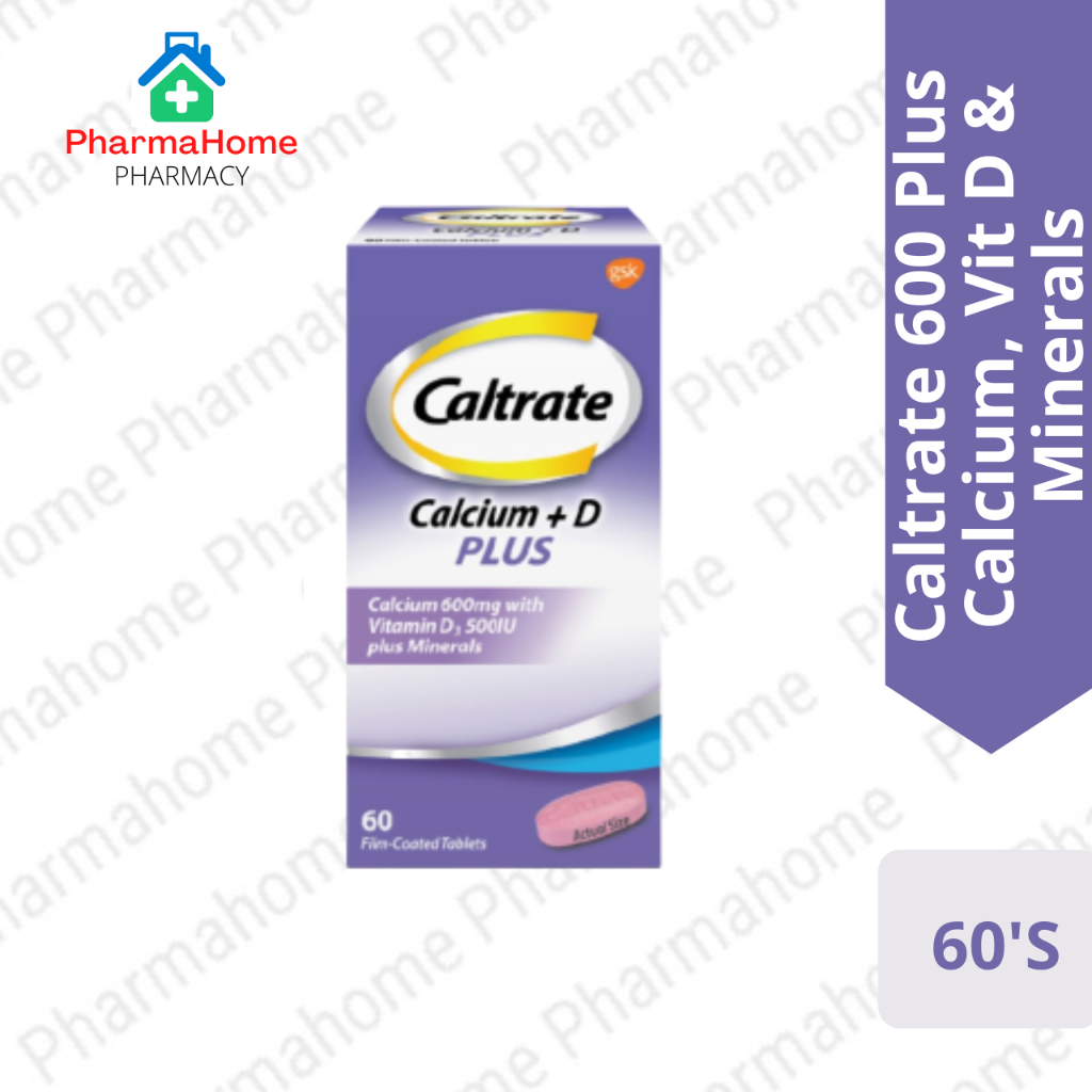 Caltrate 600 Plus Calcium With Vitamin D & Minerals 60's (Dietary ...