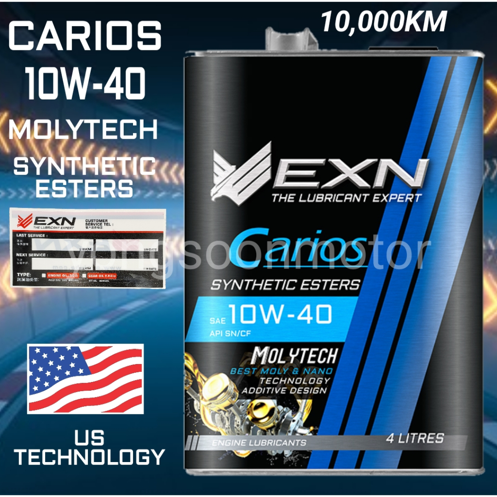 EXN CARIOS SAE 10W40 10W-40 SEMI SYNTHETIC ESTERS MOLYTECH ENGINE OIL 4 ...