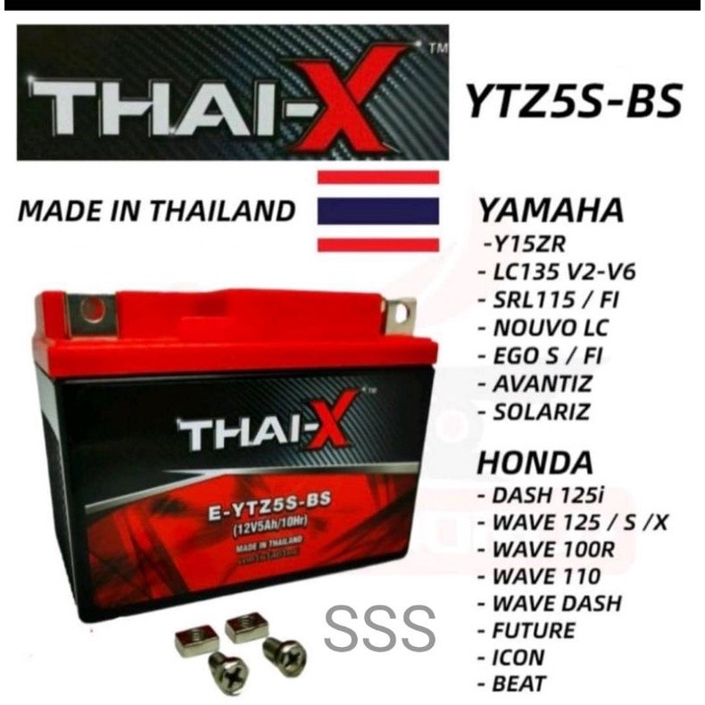 THAI-X THAIX THAI X BATTERY YTZ5S YTZ5 YB5L YB3L LC135 LC 135 Y15ZR ...