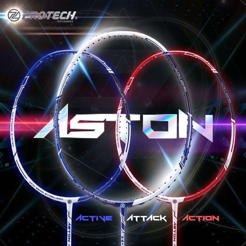 PROTECH ASTON ACTION / ACTIVE / ATTACK BADMINTON RACKET (FREE PROTECH ...