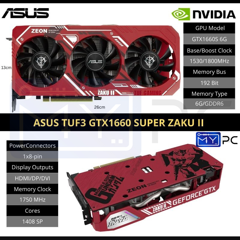 *Ready stock NVIDIA ASUS TUF3 GTX1660 SUPER ZAKU II ADVANCED GDDR6 ...