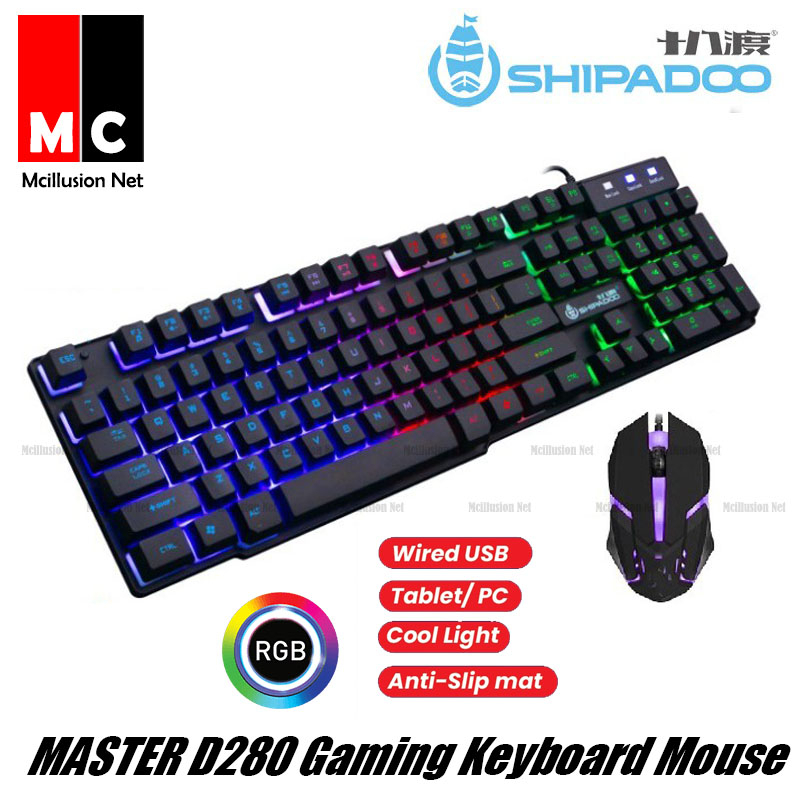 SHIPADOO D280 Master Gaming Keyboard mouse combo 1000dpi with backlit ...