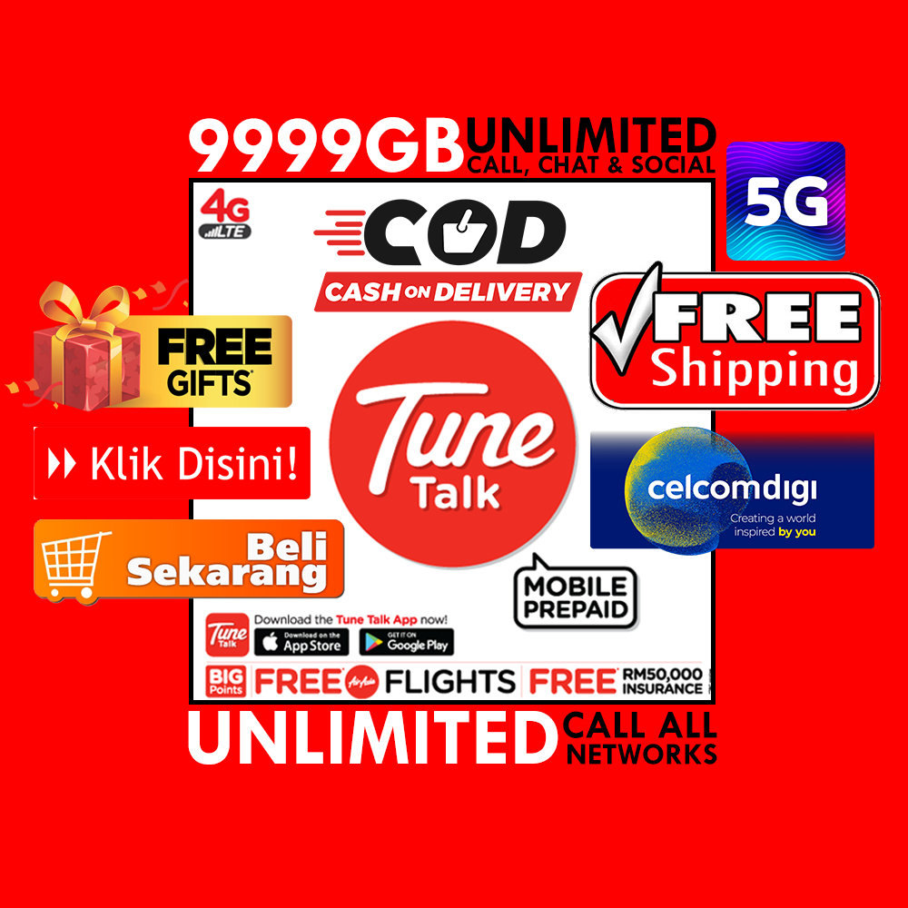 FREE Tunetalk Sim Card Unlimited Internet Data Call Hotspot Simkad ...