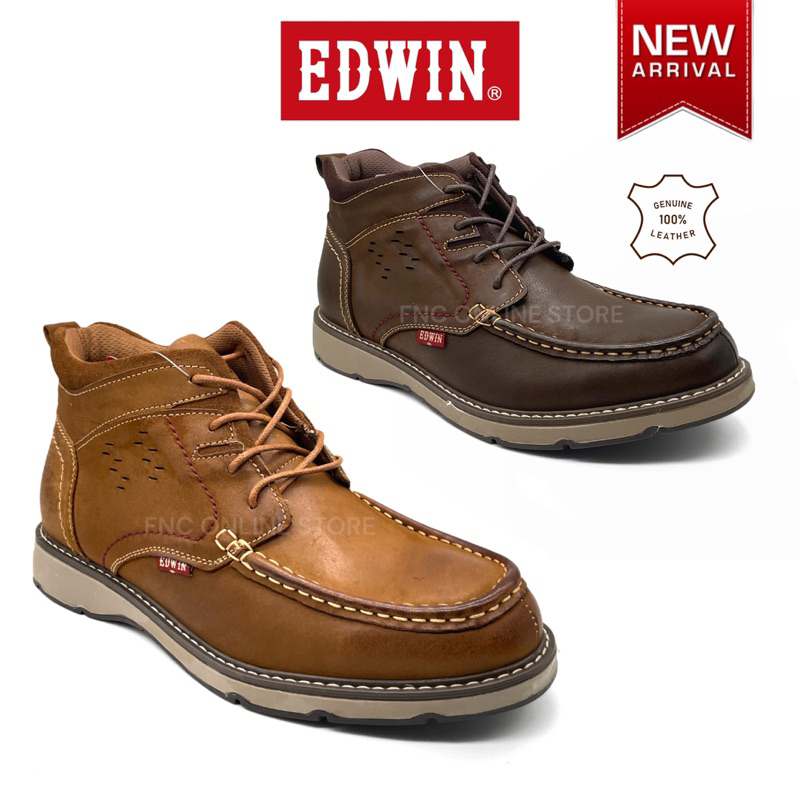 Edwin Full Leather Fashion Mid Cut Laces Shoes Men Boots Men E30348 ...