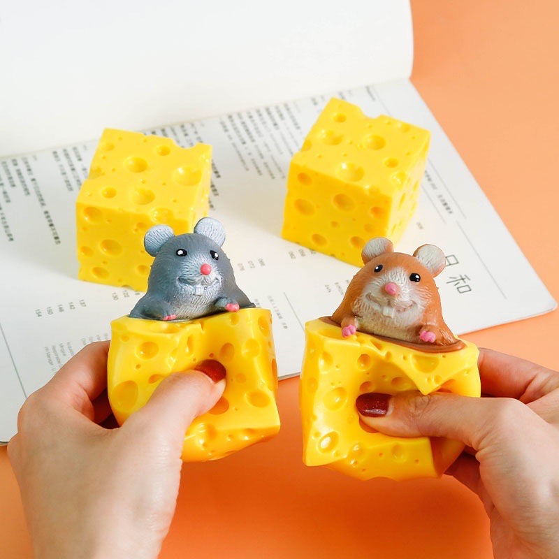 Squishy Mouse Cheese Toy Silicone Rubber/Pop up It Squeeze Toy Funny ...