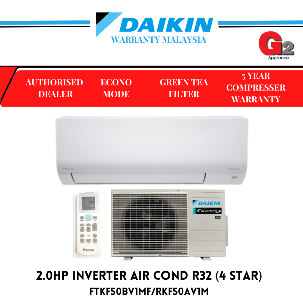 DAIKIN (R32)(READY STOCK+FAST SHIPPING) 2HP INVERTER AIR COND FTKF50B ...