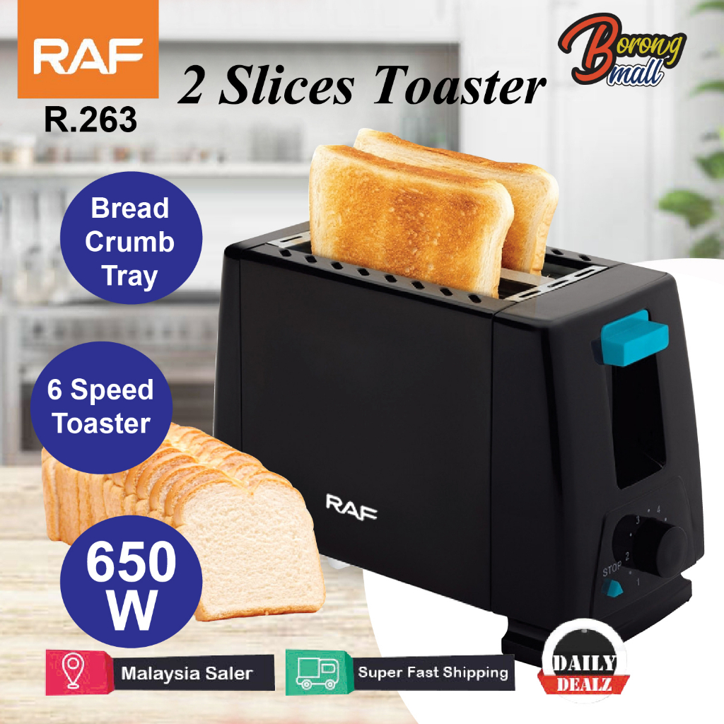 RAF 2 Slice Toaster 650W Breakfast Bread Pop Up Toaster Grill with ...