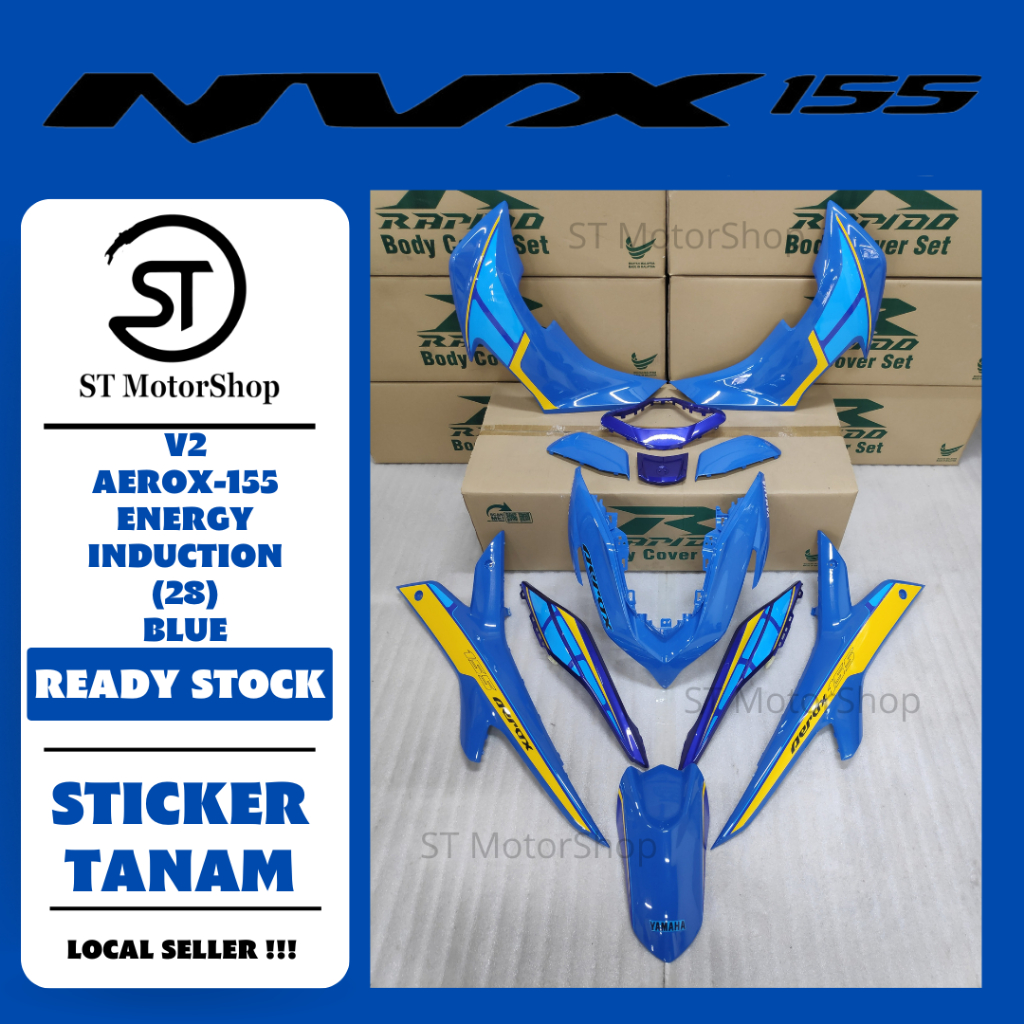 YAMAHA NV-X NVX V2 AEROX-155 ENERGY INDUCTION (28) BLUE COVER SET ...