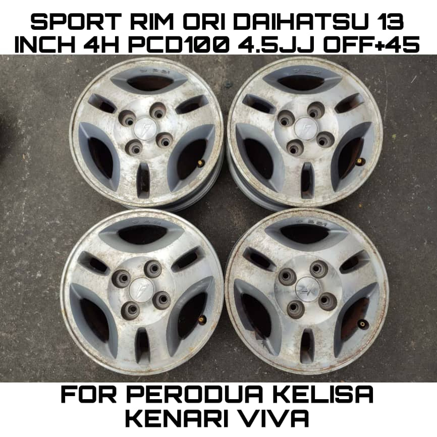 Sport Rim Ori Daihatsu 13 Inch 4H PCD100 4.5JJ OffSet +45 For Perodua ...