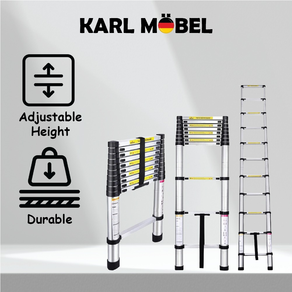 Ladder Heavy Duty Aluminium Tangga lipat Extension ladder Telescopic foldable Ladder Single ...