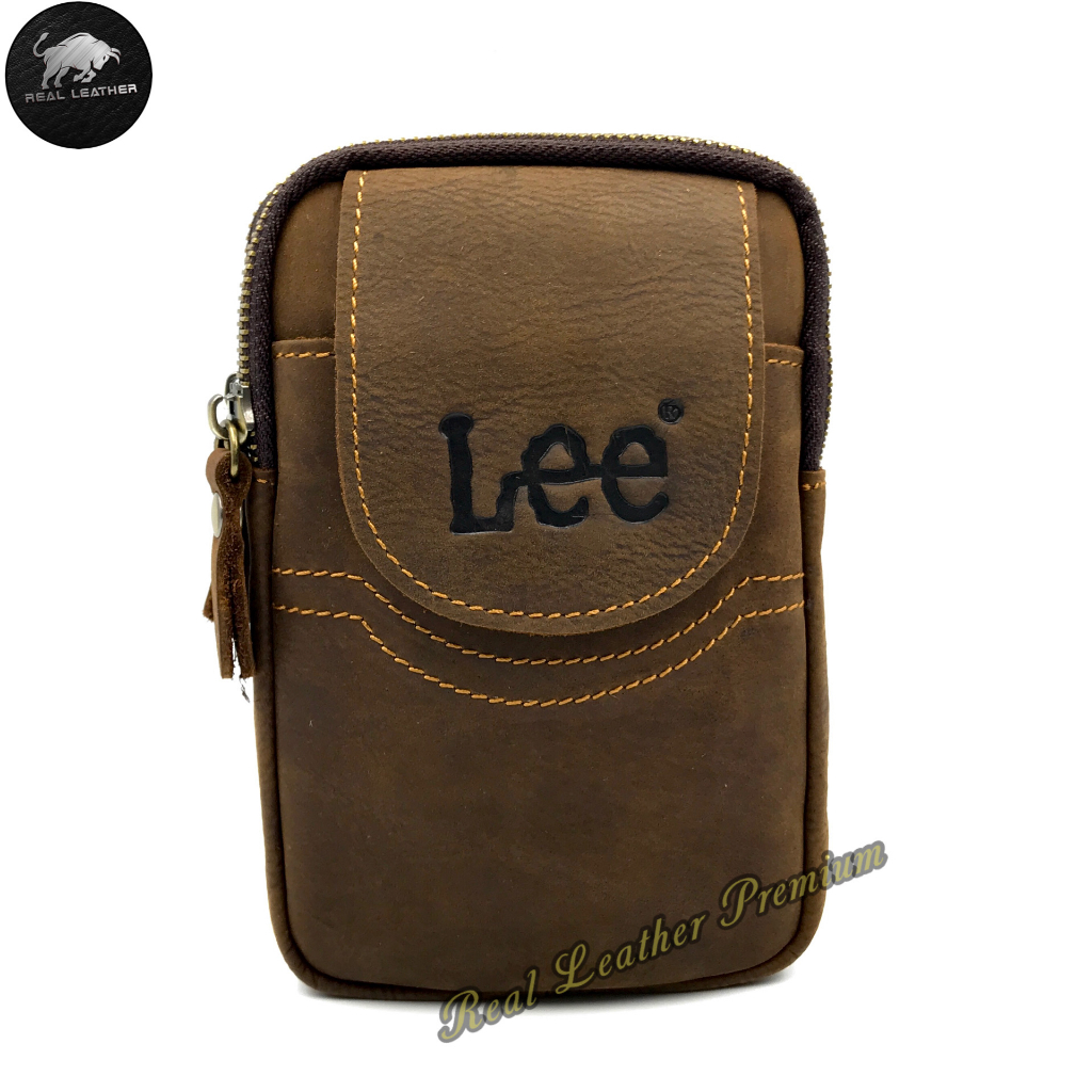 Lee Jeep Leather Phone Pouch Bag Cowhide Leather Waist Bag Handphone ...