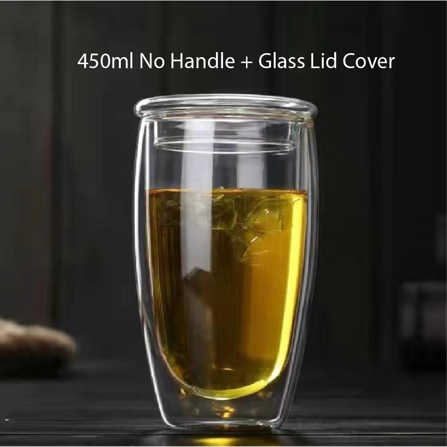 (Ready Stock)Coffee Espresso Tea Double Wall Borosilicate Glass Cup Mug Handle 80ml 150ml 250ml ...