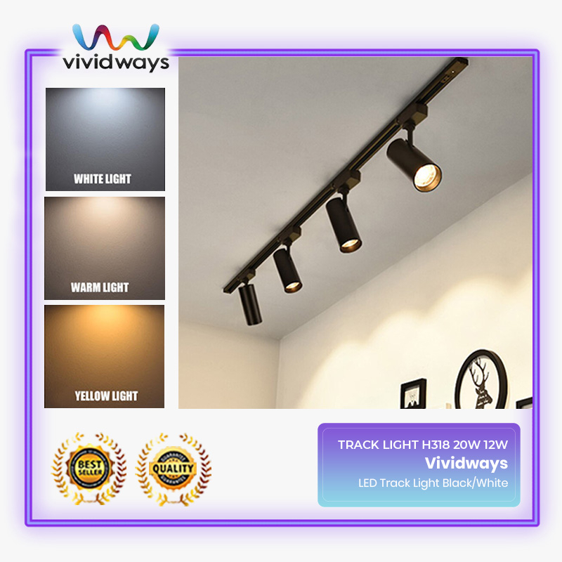 K2 VIVIDWAYS LED TRACK LIGHT (H318) 20W 10W BLACK OR WHITE | Shopee ...