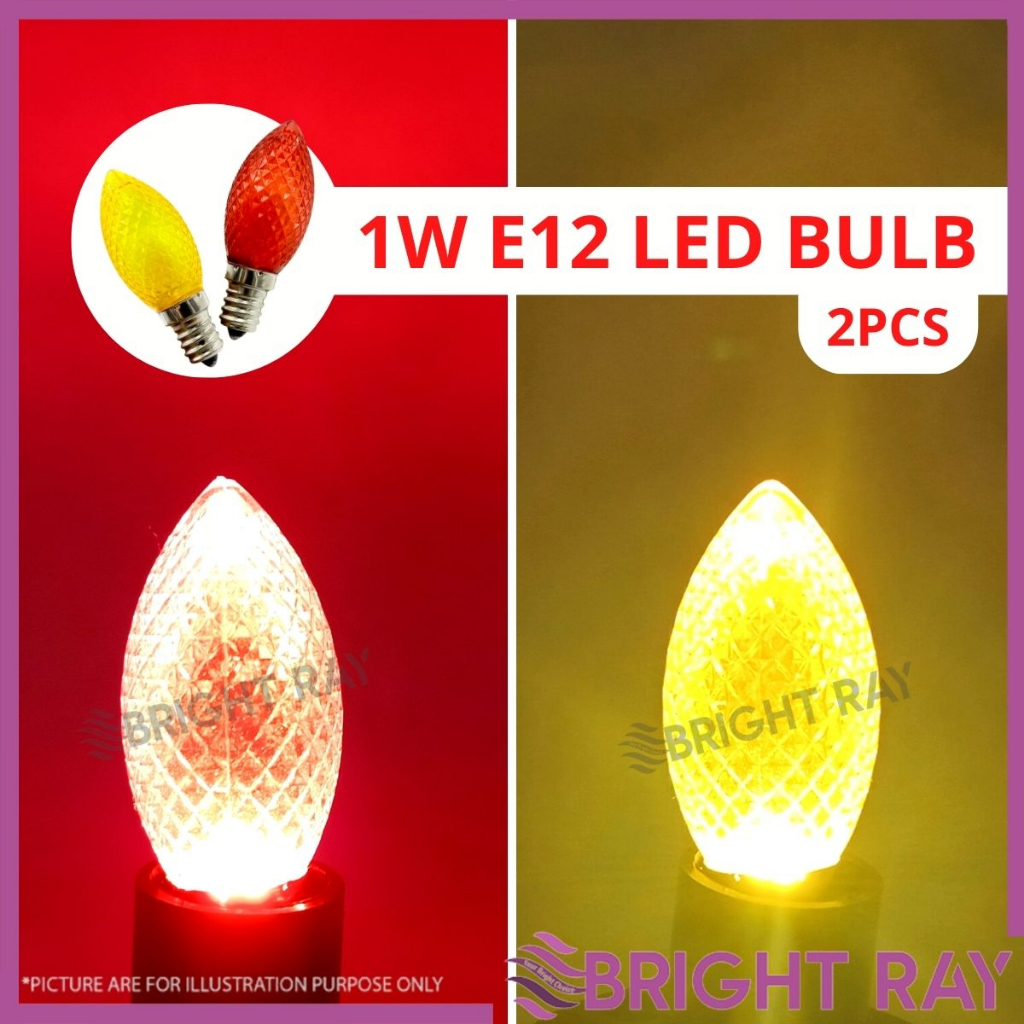 2PCS 1W Altar Lamp Candle Bulb Chili Bulb E12 Red Color Bulb Lotus Lamp ...